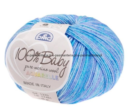 włóczka DMC 100% BABY AQUARELLE kol. 1370 /odcienie niebieskiego - e ...